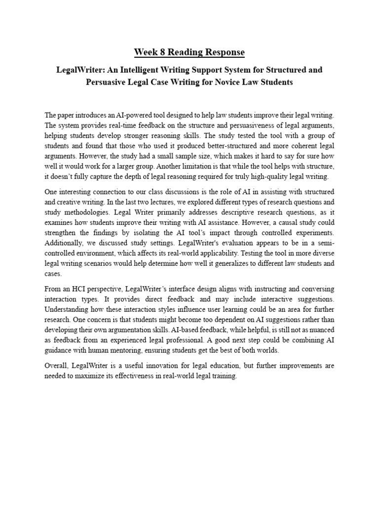 Week 8 Reading Response | PDF