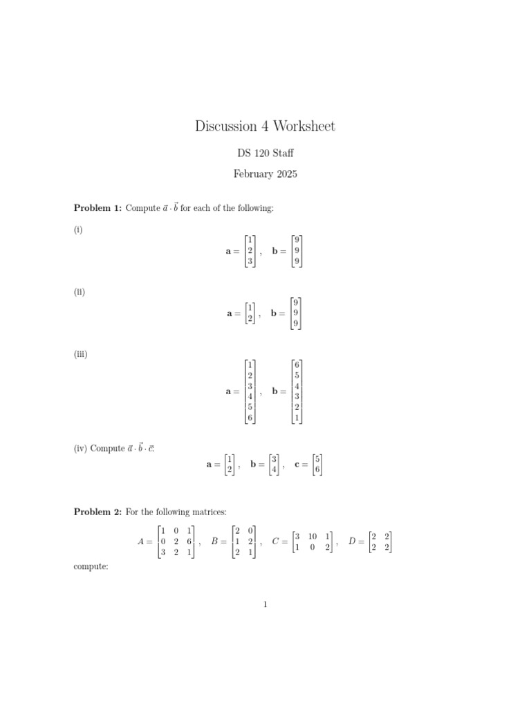 DS 120 S25 Discussion 4 Worksheet | PDF | Applied Mathematics | Computational Science