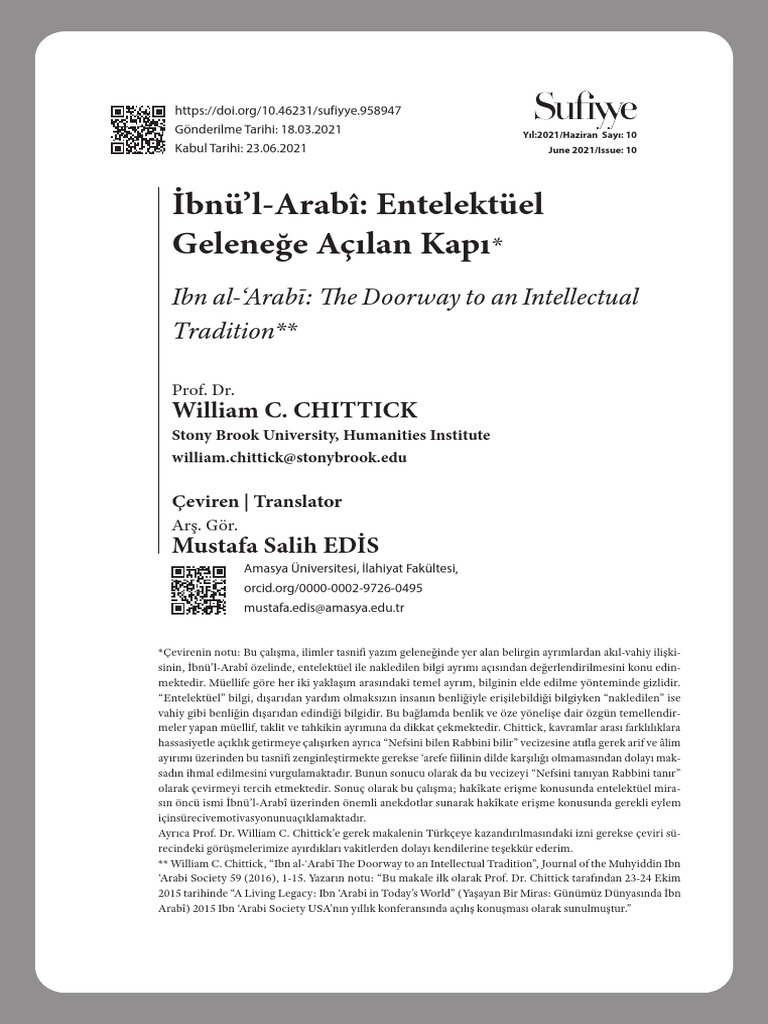 Ibnul Arabi Entelektuel Gelenege Acilan | PDF