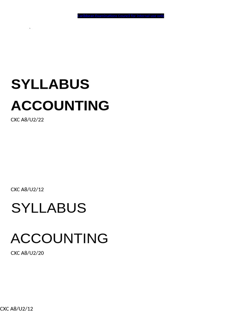 Revised Cape Accounting Syllabus | PDF | Accounting | Balance Sheet