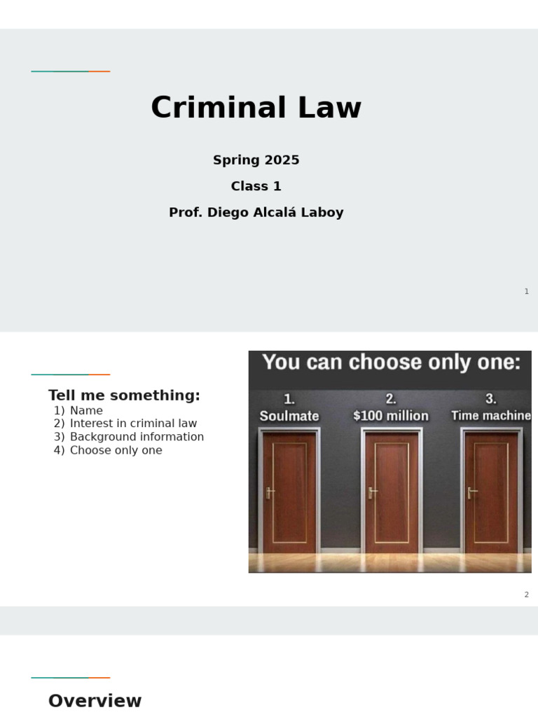 Spring 2025 - Class 1 - Crim Law | PDF | Crimes | Crime & Violence