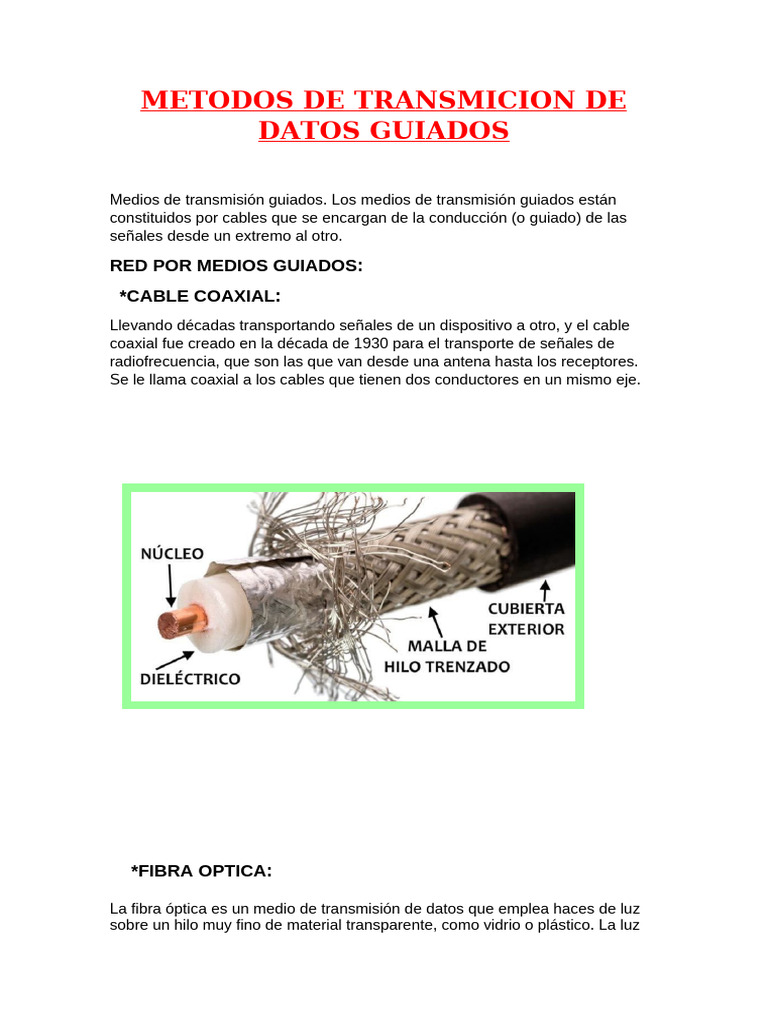 Sierra Guzman Luigi-----metodos de Transmicion de Datos Guiados | PDF ...