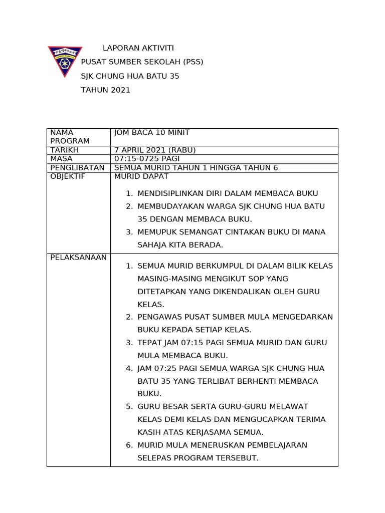 Laporan Jom Baca 2021 | PDF