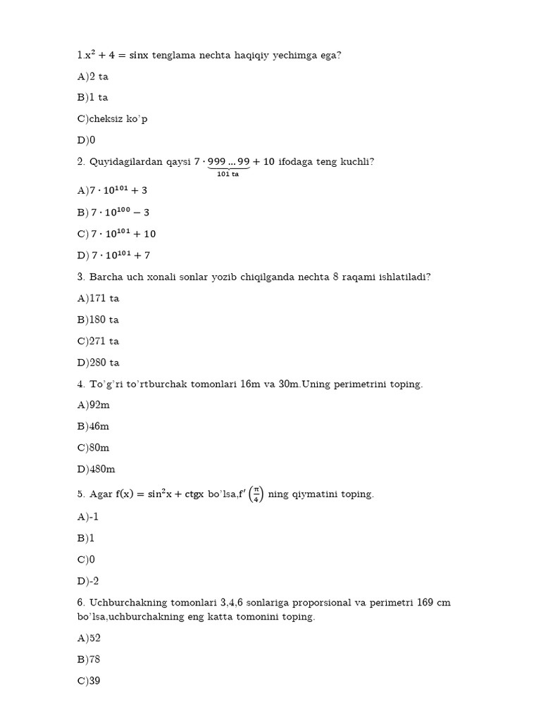 2023 Yilgi Savollar | PDF