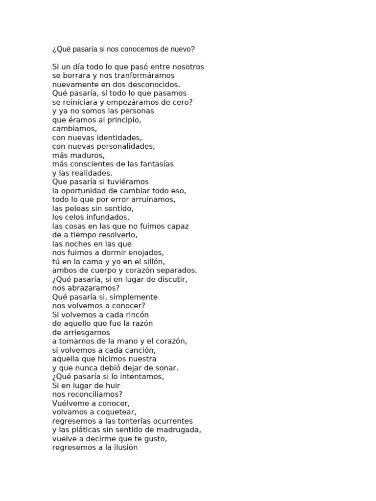 Qué Pasaría Si Nos Conocemos de Nuevo | PDF