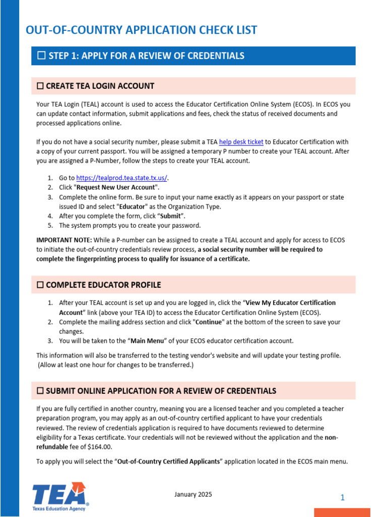 Out-of-Country Certification Checklist | PDF | Credential | Academic Degree