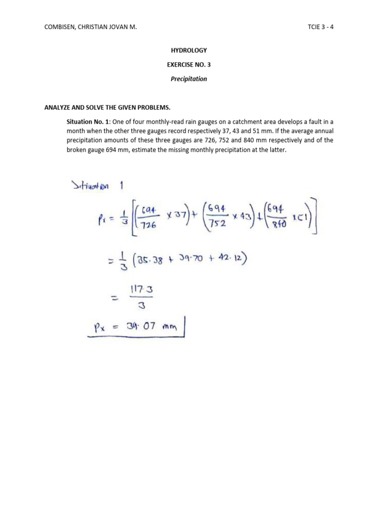 Exercise No. 3 Precipitation | PDF