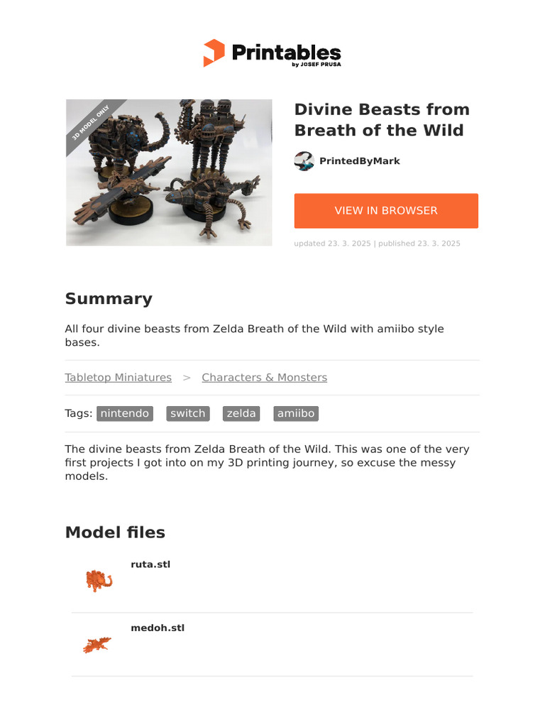 Divine Beasts From Breath of The Wild | PDF