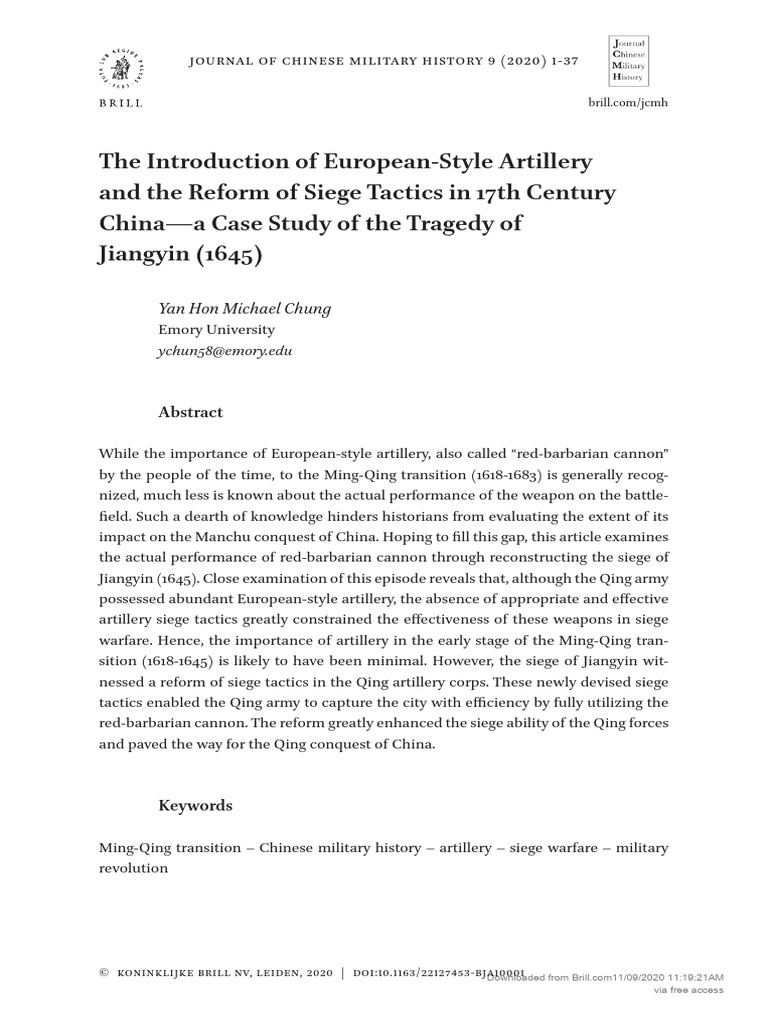 The Introduction of European-Style Artillery and the Reform of Siege ...