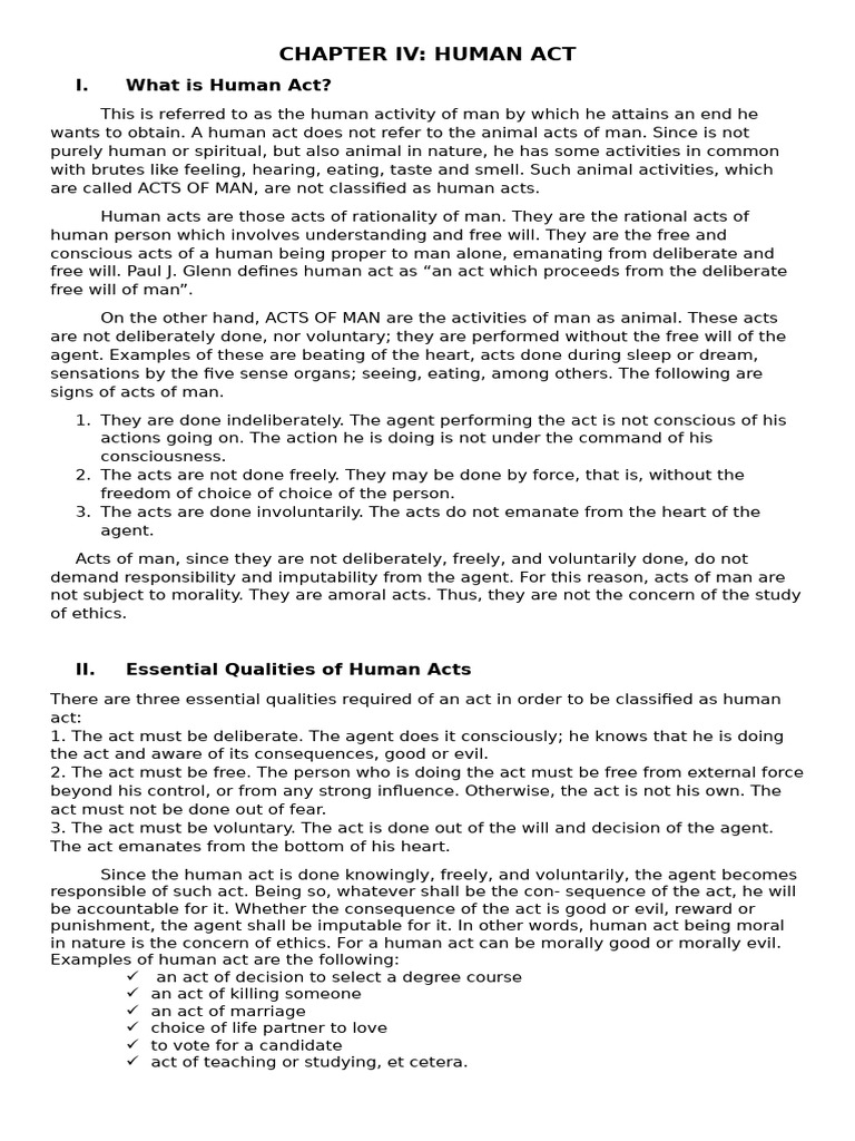 Defining Human Acts and Responsibility | PDF | Free Will | Knowledge