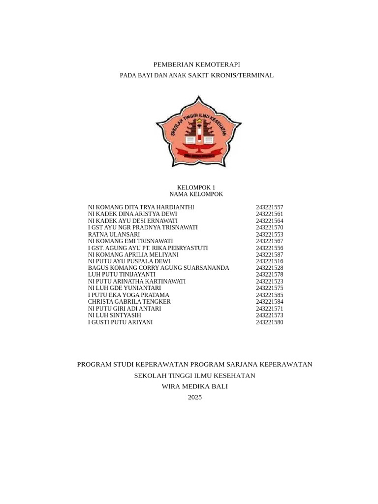 KLP 1 Pemberian Kemo Anak | PDF