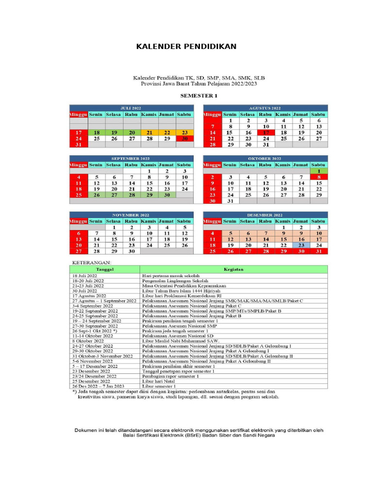 1.kalender Pendidikan | PDF