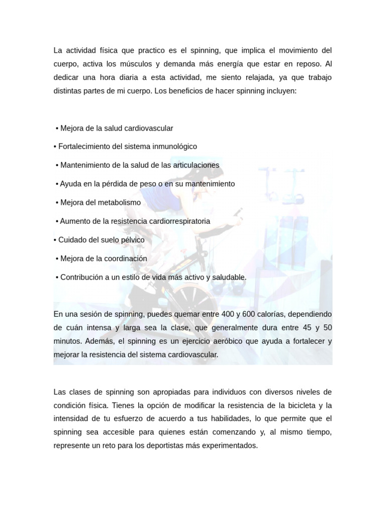 Actividad Fisica Spinning | PDF