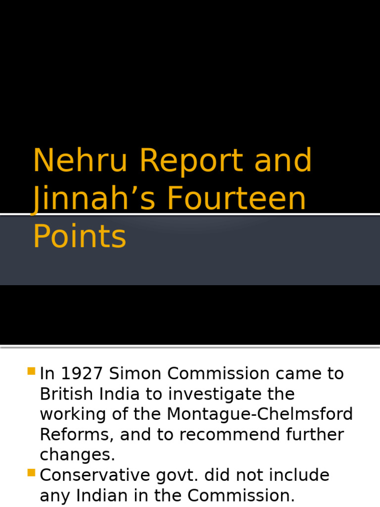 Nehru Report and Jinnah's Fourteen Points | PDF | Muhammad Ali Jinnah ...