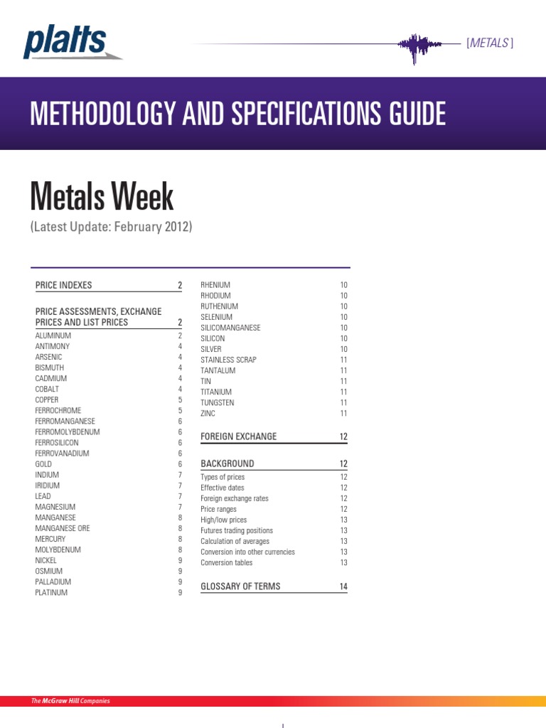 Platts Metals Pricing Methodology Guide | PDF | New York Mercantile ...