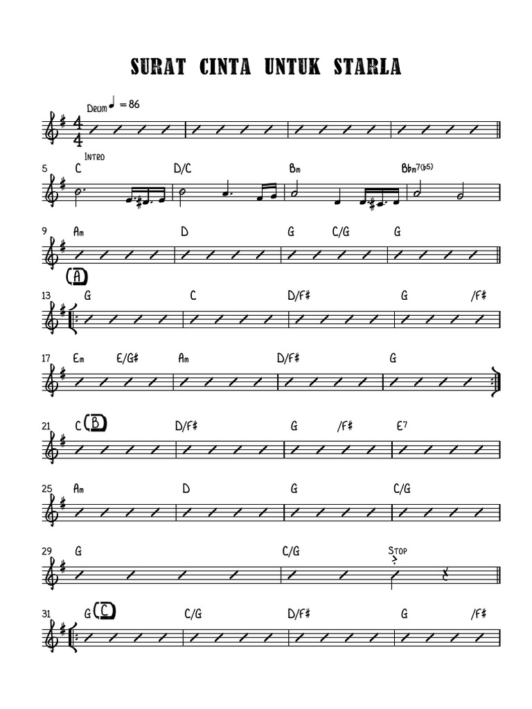 Surat Cinta Untuk Starla - Full Score | PDF