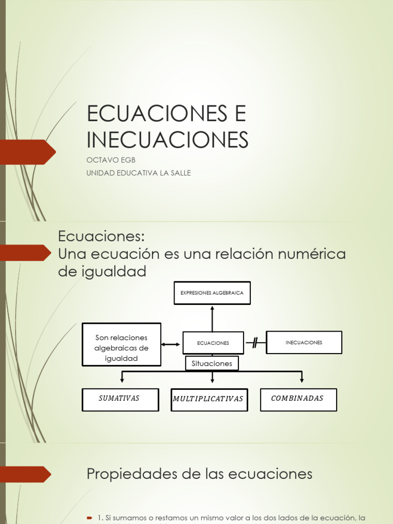 Ecuaciones e Inecuaciones | PDF | Ecuaciones | Variable (Matemáticas)