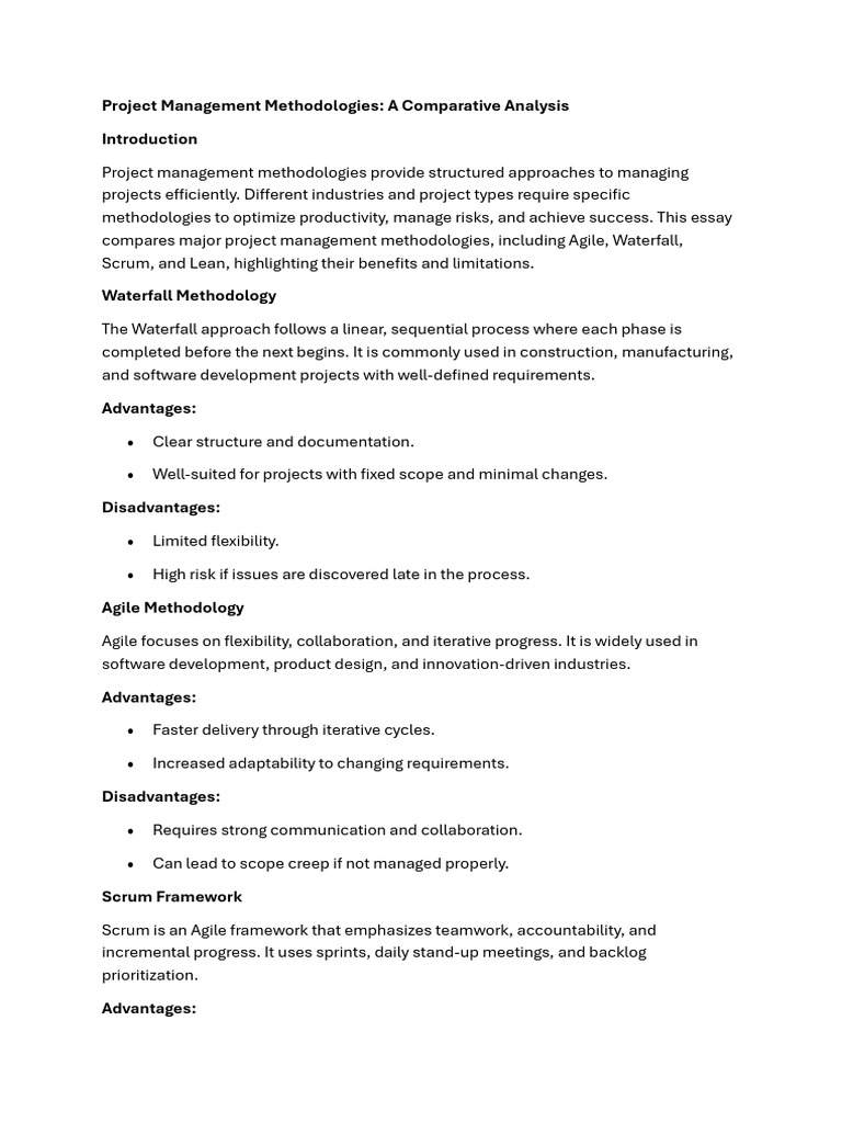 Project Management Methodologies A Comparative Analysis | PDF | Agile ...