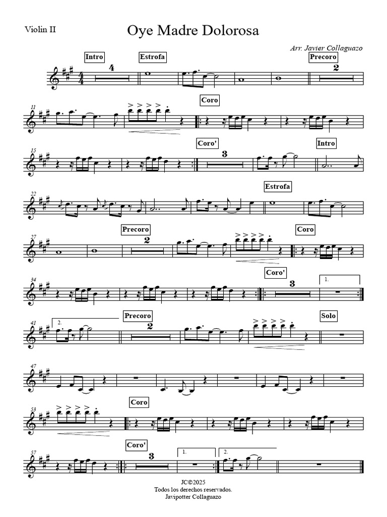 Oye Madre Dolorosa - Violín II | PDF