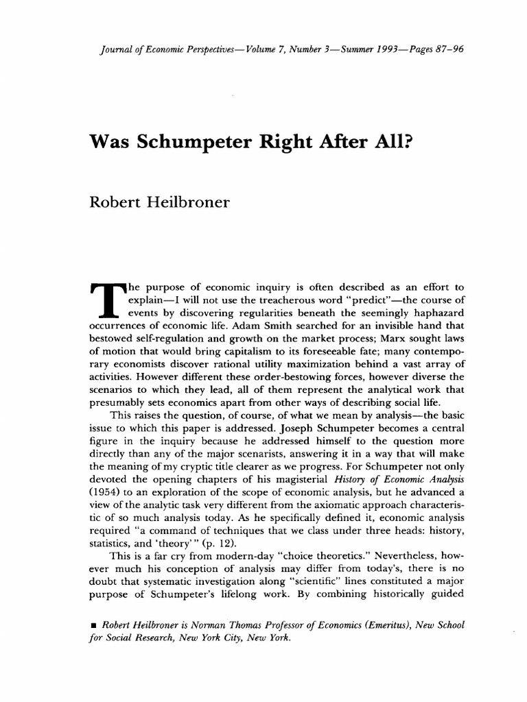 Was Schumpter Right After All? | PDF | Falsifiability | Economics
