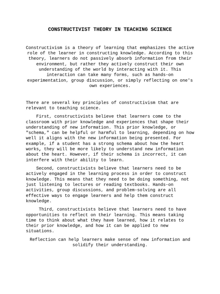 Constructivist Teaching Theory | PDF | Constructivism (Philosophy Of ...