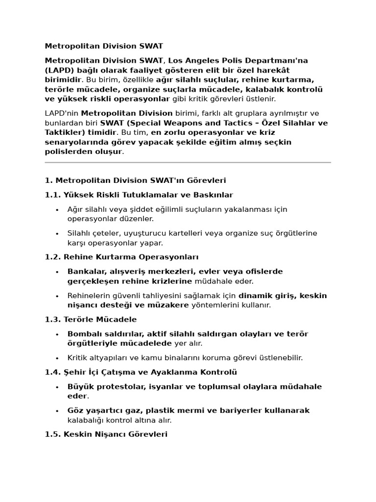 SWAT Genel Bilgilendirme | PDF