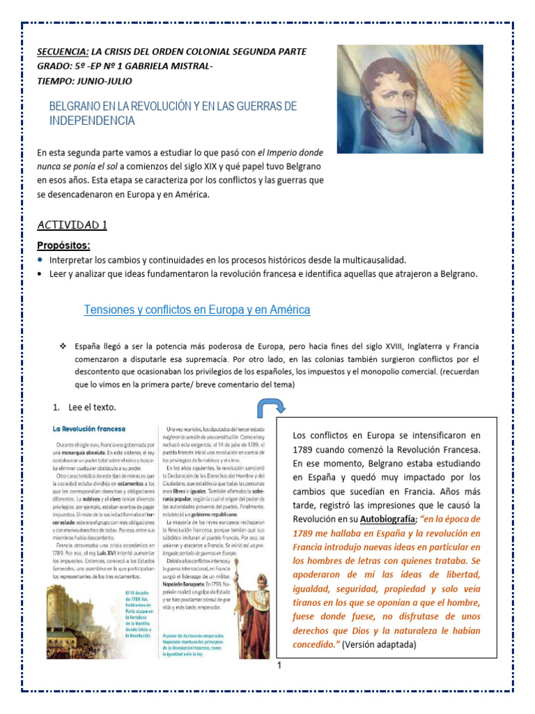 PDF - Go - SD La Crisis Del Orden Colonial Segunda Parte 5to 2023 | PDF