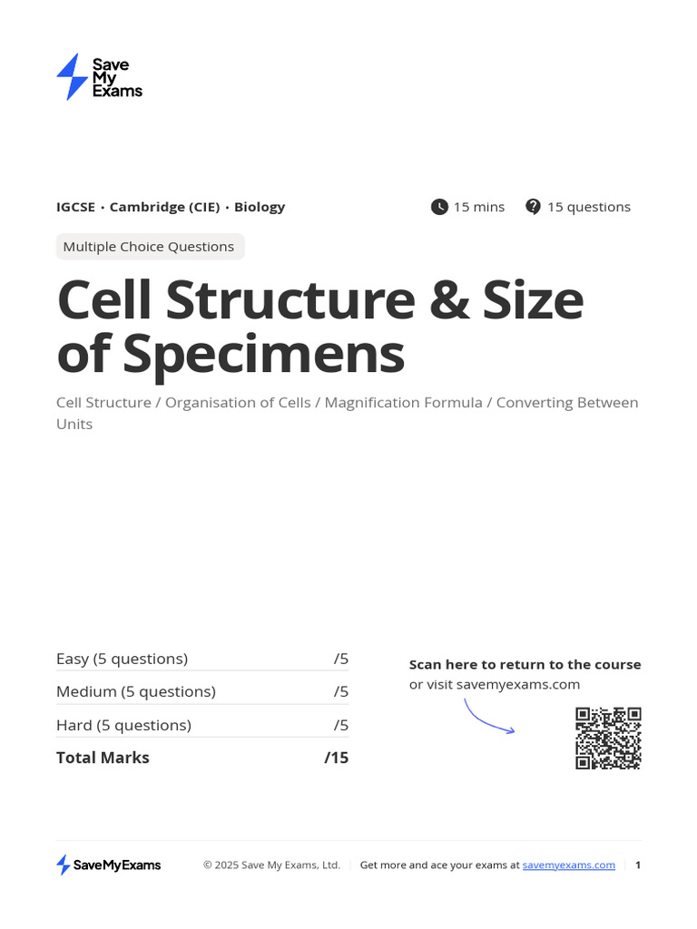 2 1 Cell Structure and Size of Specimens TQST PVGcndMhxSfRZgjs | PDF ...