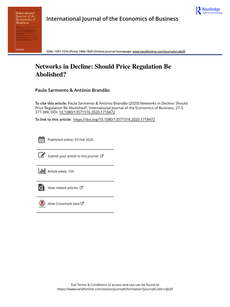 Networks in Decline Should Price Regulation Be Abolished | PDF | Demand ...