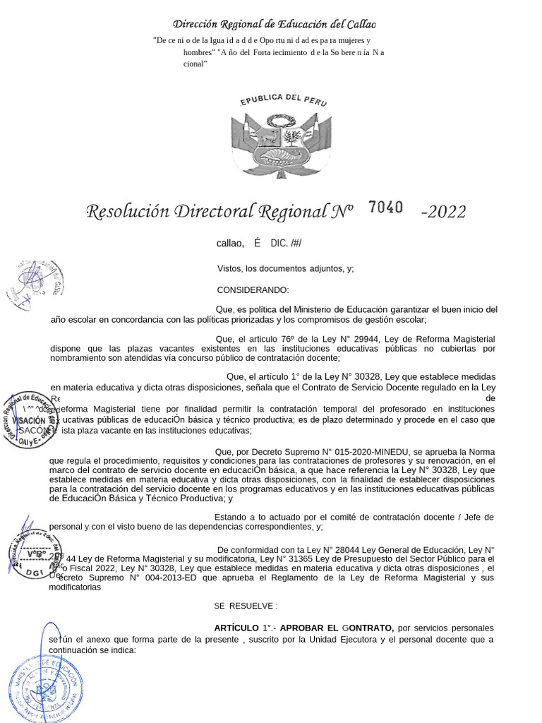 RDR N°7040-2022 | PDF | Aprendizaje