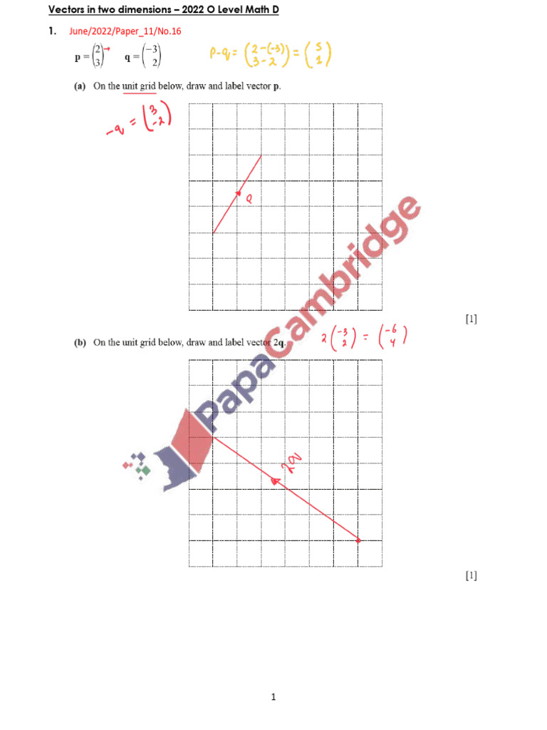 2022 Vectors in Two Dimensions O Level 4024 | PDF