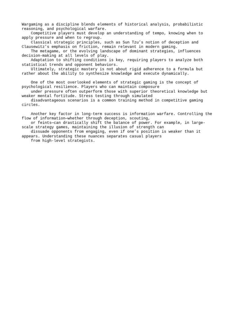 Strategic Theory in Wargaming | PDF