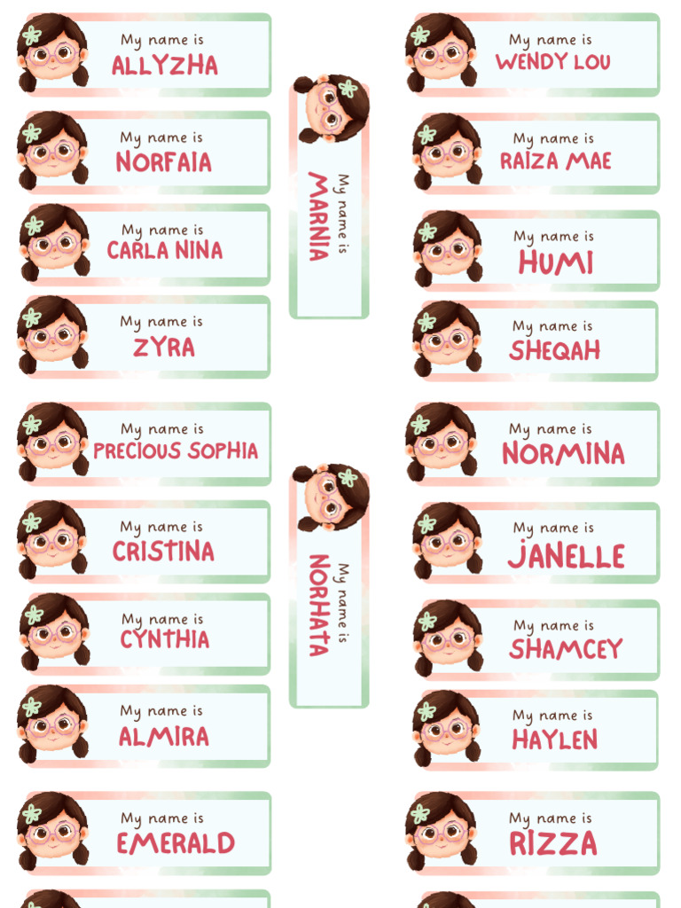 Pink Baby Girl Name Tag | PDF