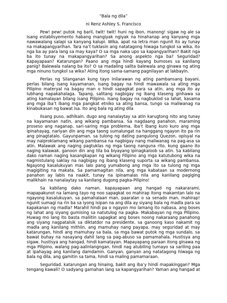 Bala NG Dila - Aug 2023 | PDF