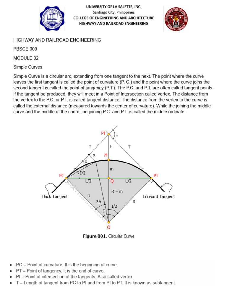 Design Principles for Horizontal Curves | PDF | Angle | Tangent