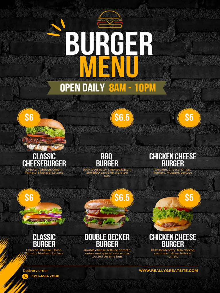 Classic Burger Menu and Prices | PDF