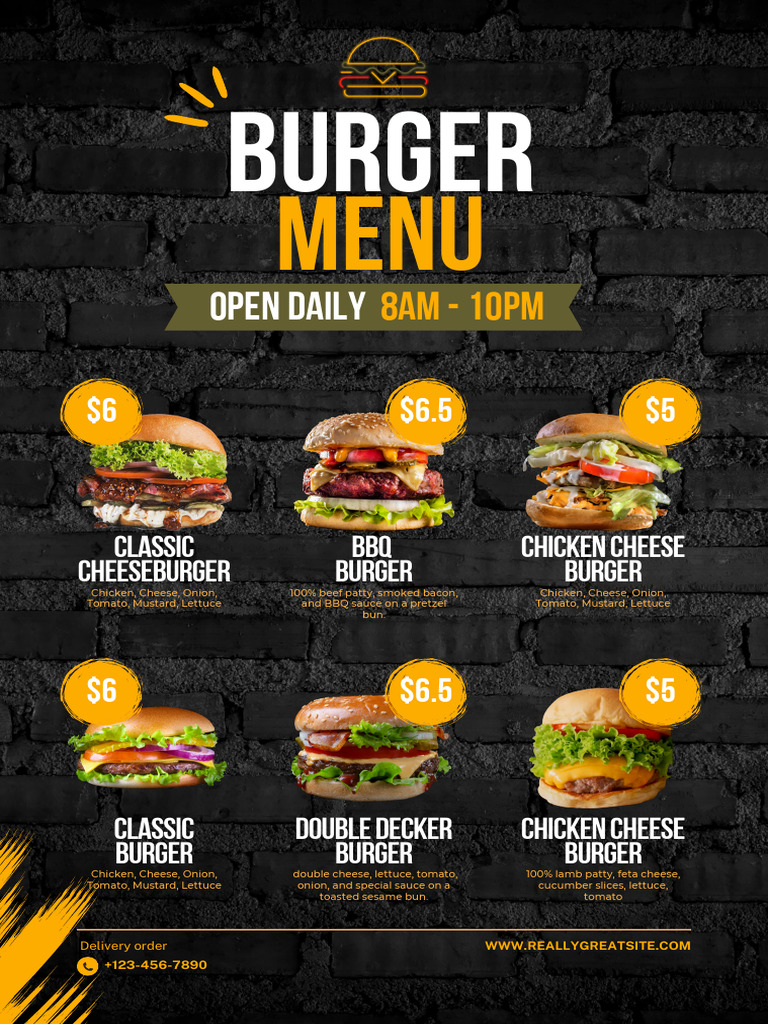 Black and Yellow Illustrative Burger Price List - 20250323 - 214035 ...