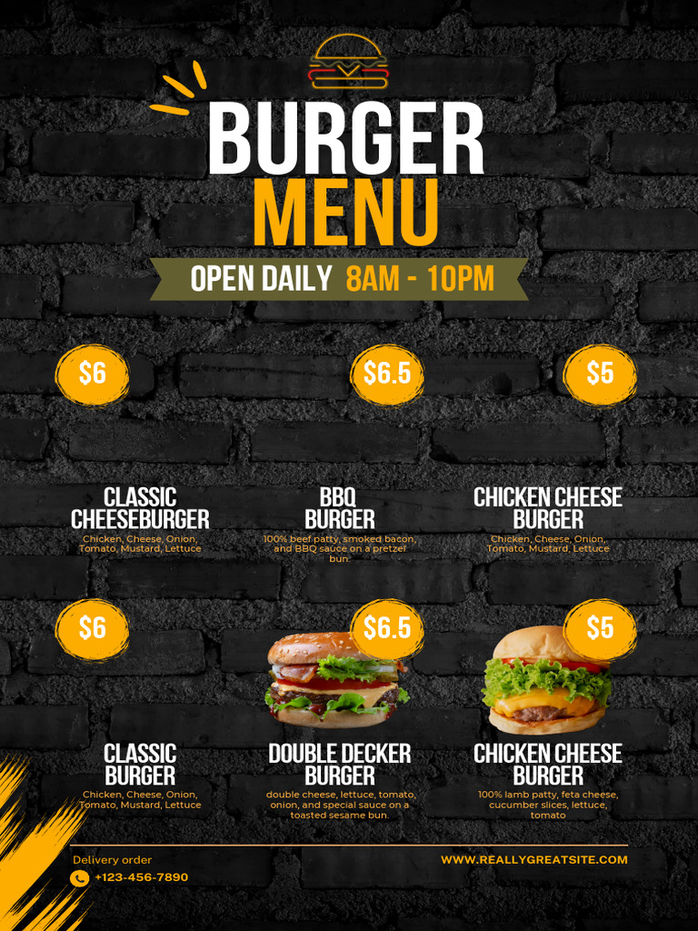 Black and Yellow Illustrative Burger Price List - 20250323 - 214222 ...