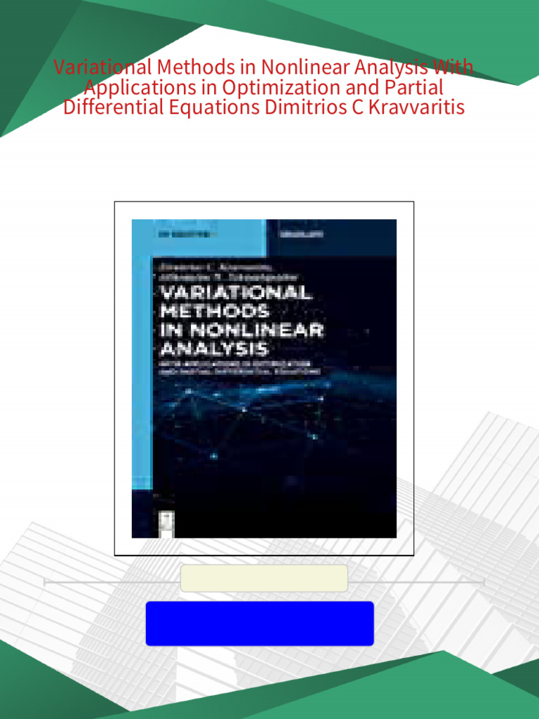 Variational Methods In Nonlinear Analysis With Applications In
