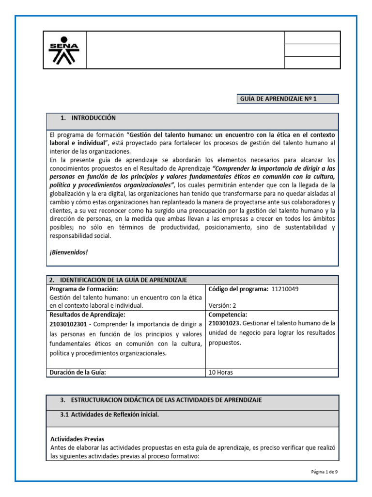 Guia 1 GTH | PDF | Aprendizaje | Amor