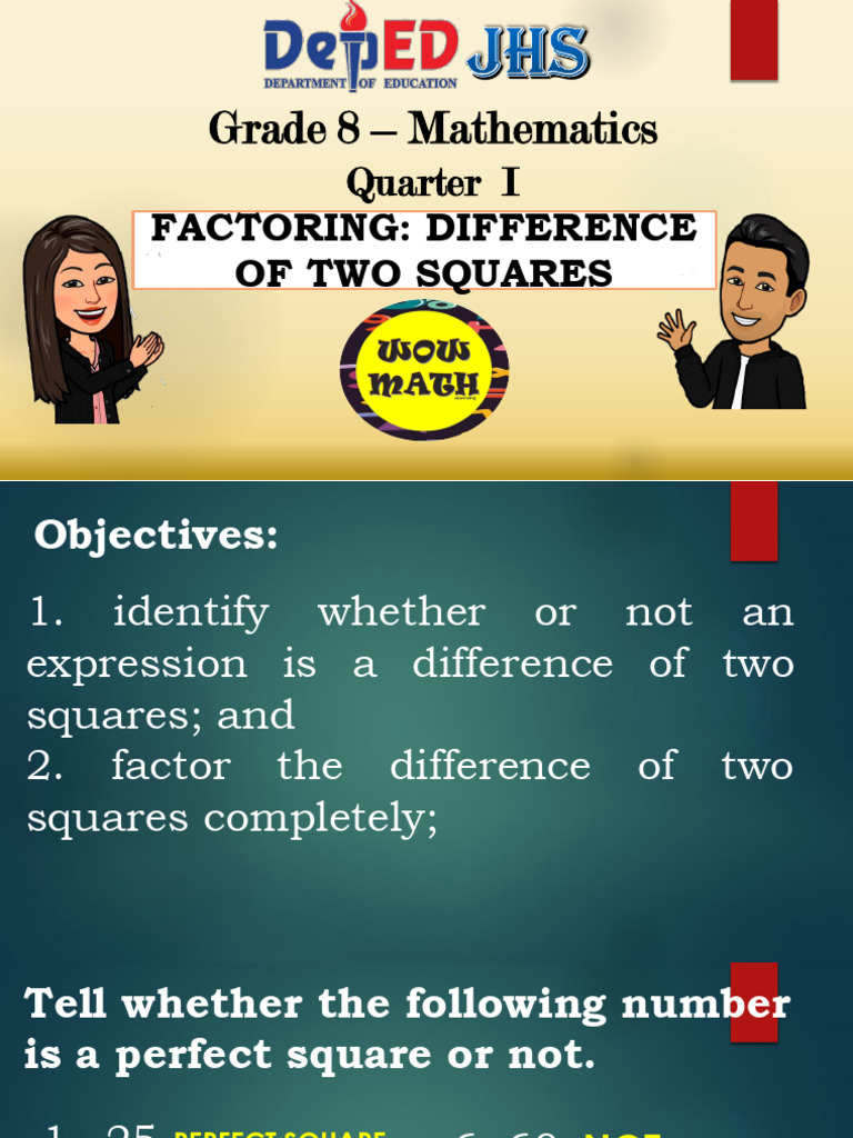 Factoring Difference of Two Squares | PDF | Factorization ...