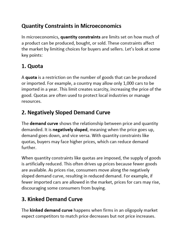 Understanding Quantity Constraints in Economics | PDF