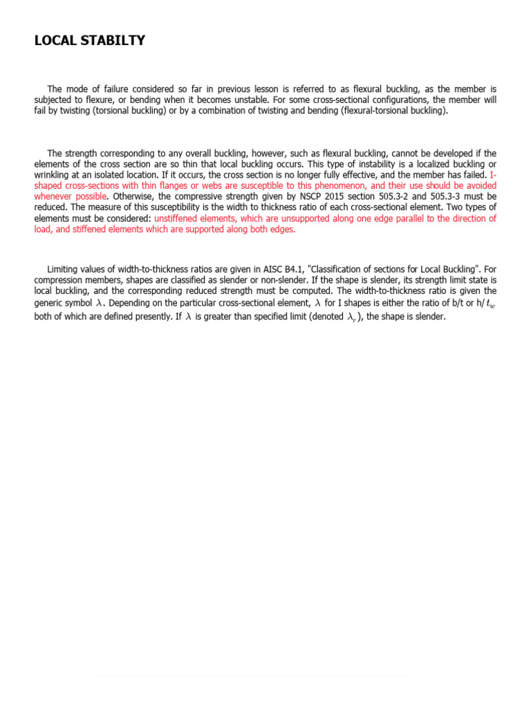 Compression Member With Slender Elements | PDF