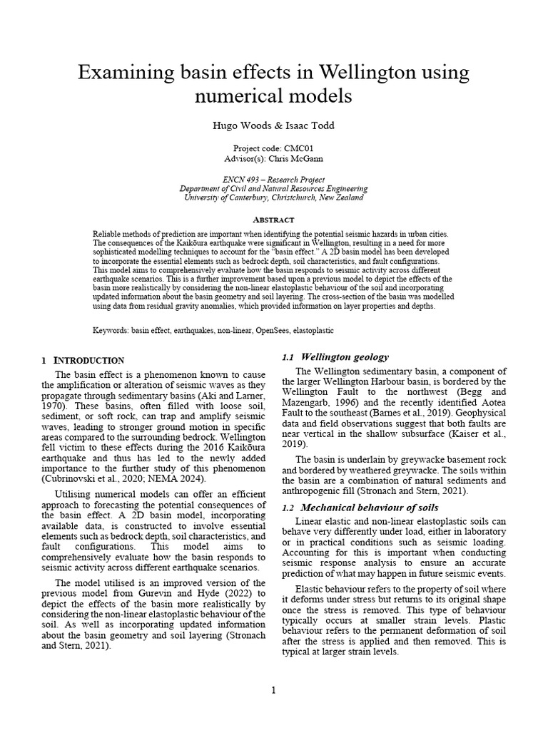 Examining Basin Effects in Wellington Using Numerical Models | PDF ...
