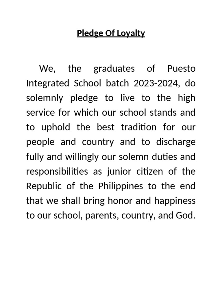 Pledge of Loyalty by Graduates 2024 | PDF