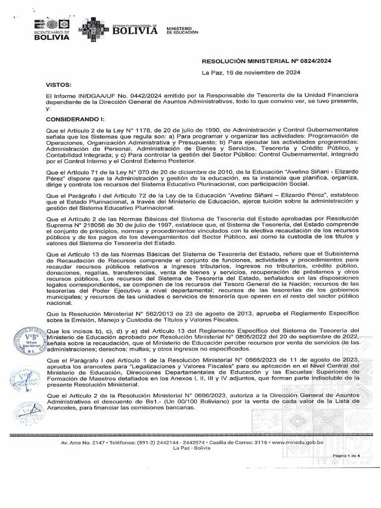 Aranceles RM 0824 - 2024 | PDF