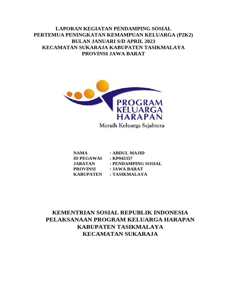 Laporan Kegiatan Pendamping Sosial | PDF