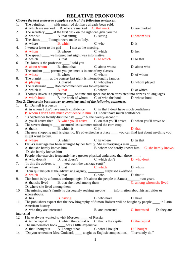 Mastering Relative Pronouns Quiz | PDF