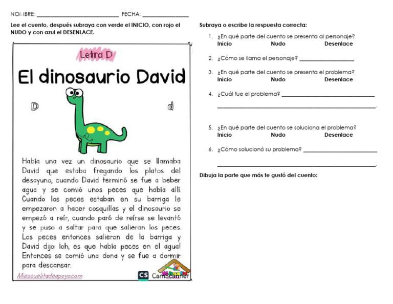 Miércoles-Cuento el dinosaurio David | PDF