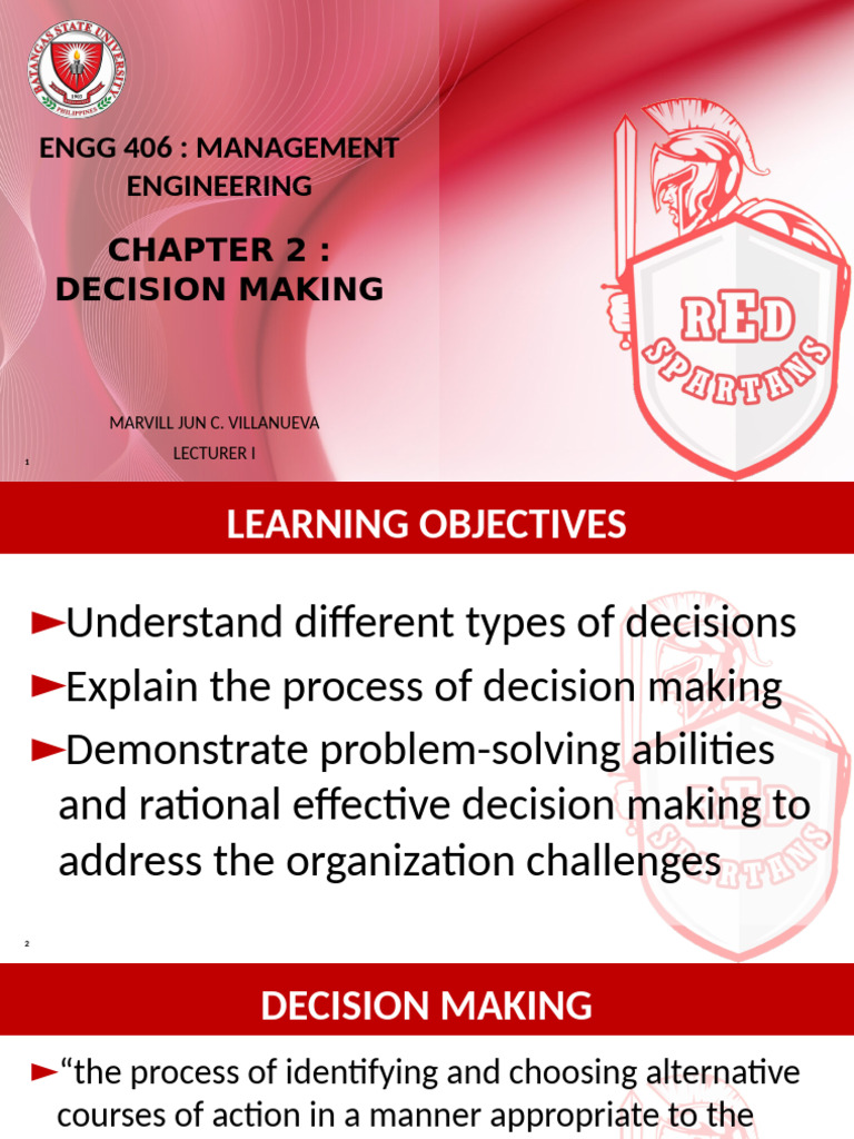 Engg 406 Chapter 2 Decision Making | PDF | Linear Programming | Decision Making